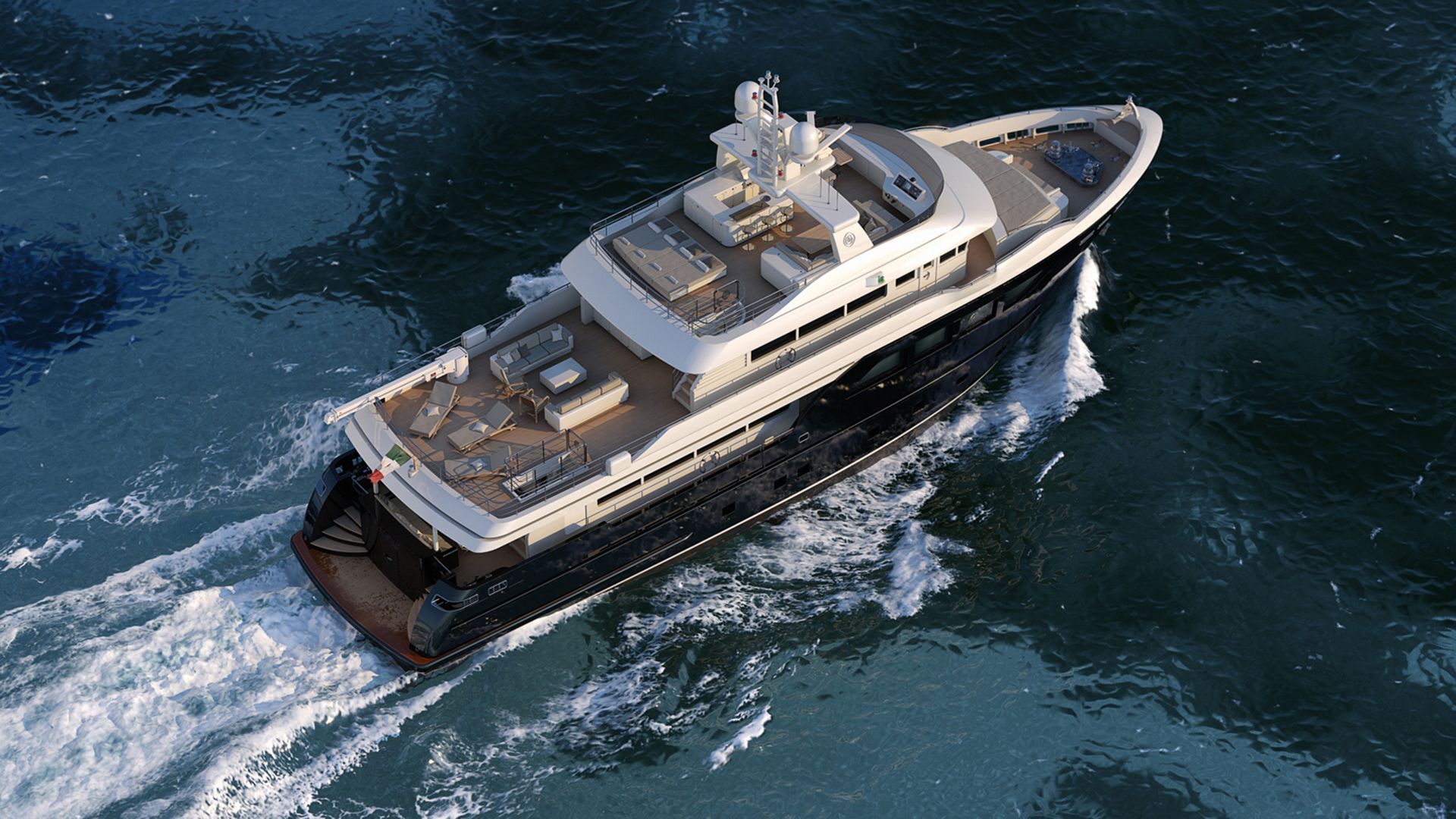 Inside Cantiere Delle Marche Darwin 107 super yacht Storm